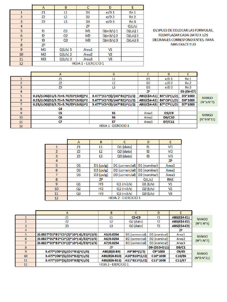 Formulario Excel Fluidos | PDF