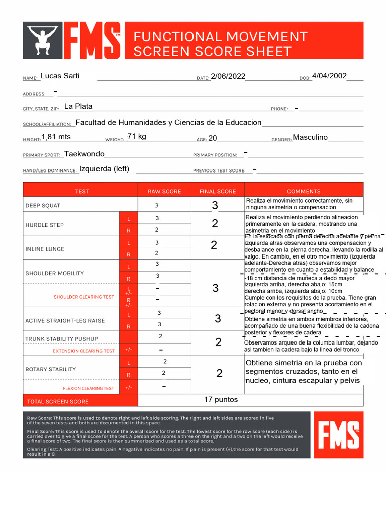 FMS | PDF | Sistema musculoesquelético