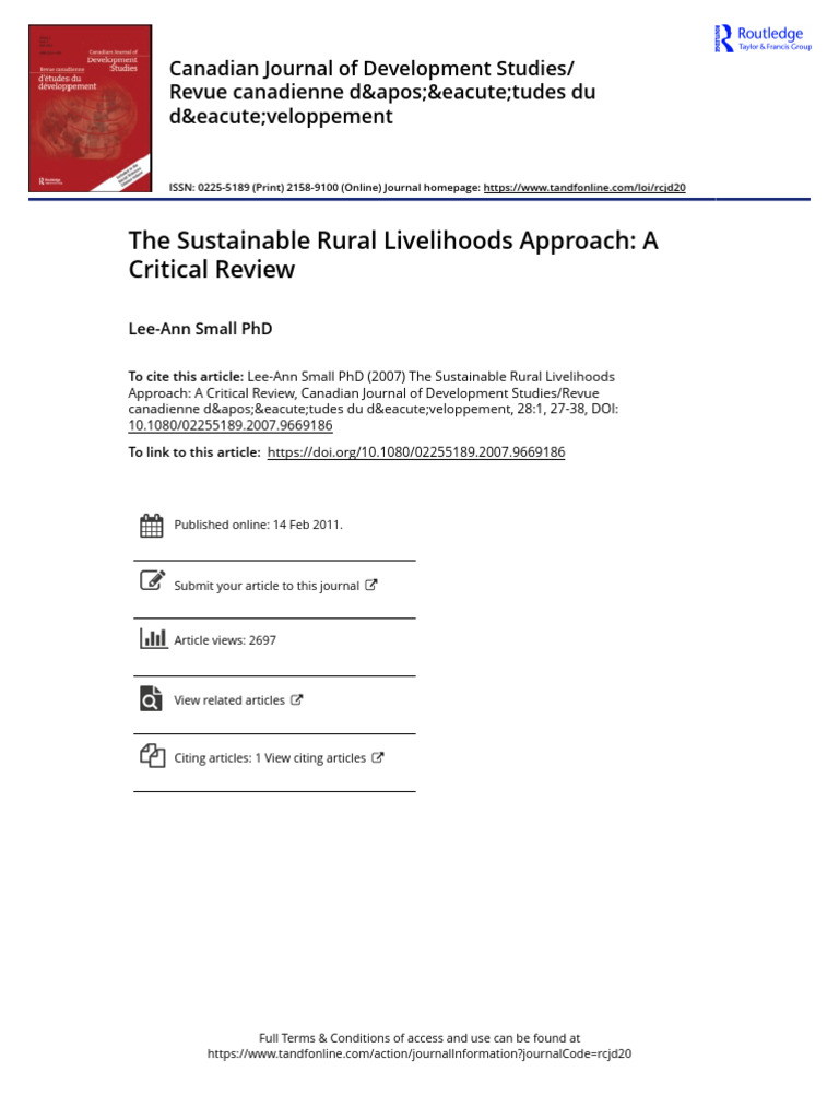 The Sustainable Rural Livelihoods Approach A Critical Review | PDF ...