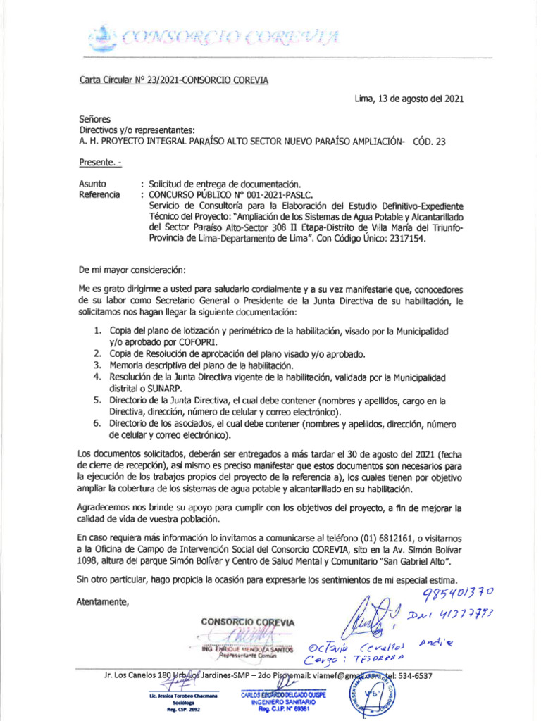 Carta Circular 23 Solicitud de Documentos | PDF