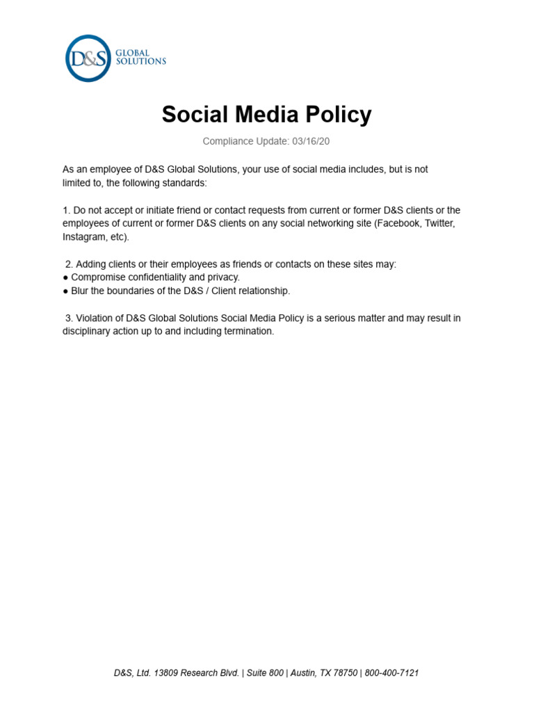 Social Media Policy | PDF