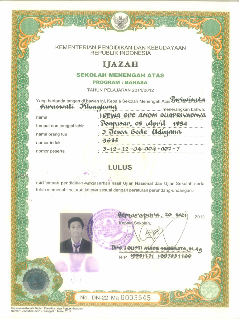 Certificate Of Senior Hight School Pdf