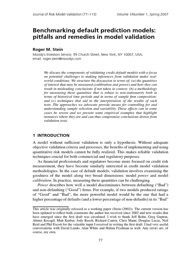 Default Model Validation Techniques | PDF | Receiver Operating ...