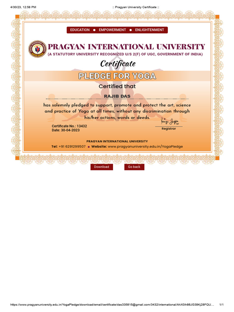 __ Pragyan University Certificate __ | PDF