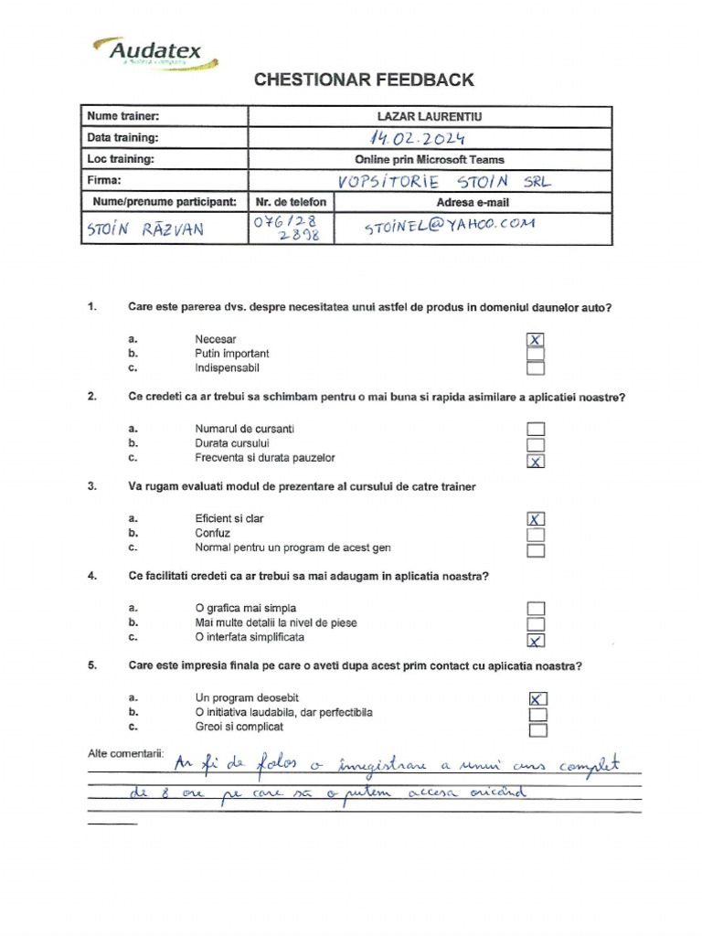 Chestionar + GDPR | PDF