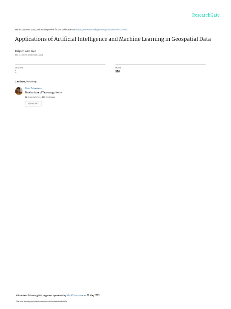 Applications of Artificial Intelligence and Machine Learning in Geospatial Data | PDF | Machine ...
