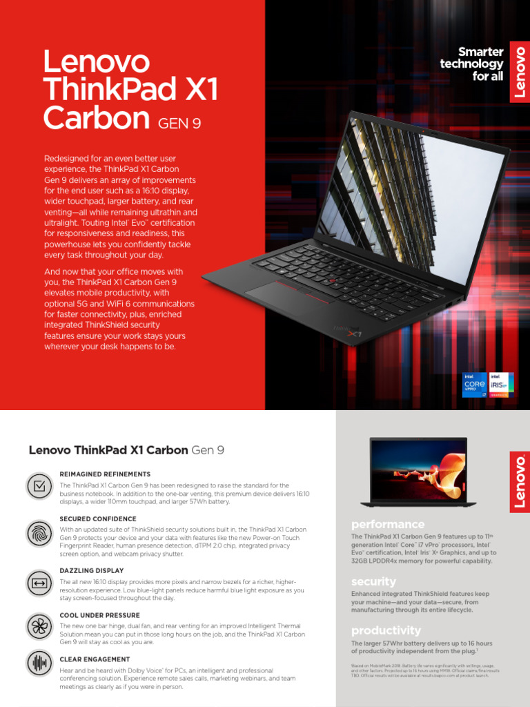 LENOVO ThinkPad X1 Carbon Gen 9 | PDF | Computer Hardware | Office ...
