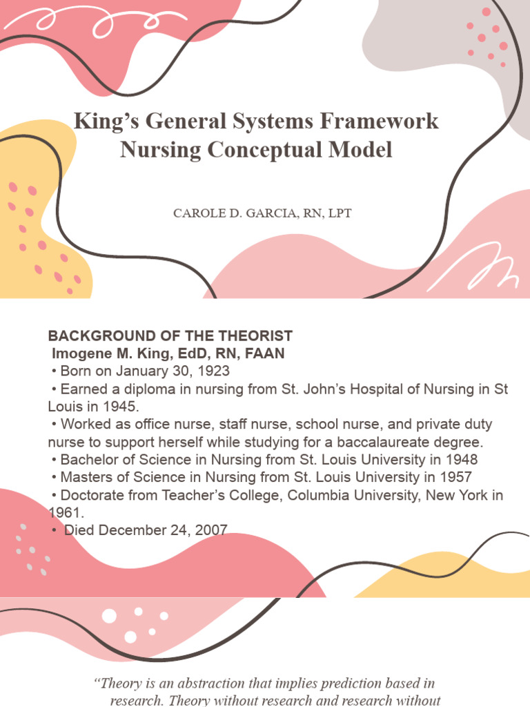 3.3kings General Systems Framework Nursing Conceptual Model | PDF ...