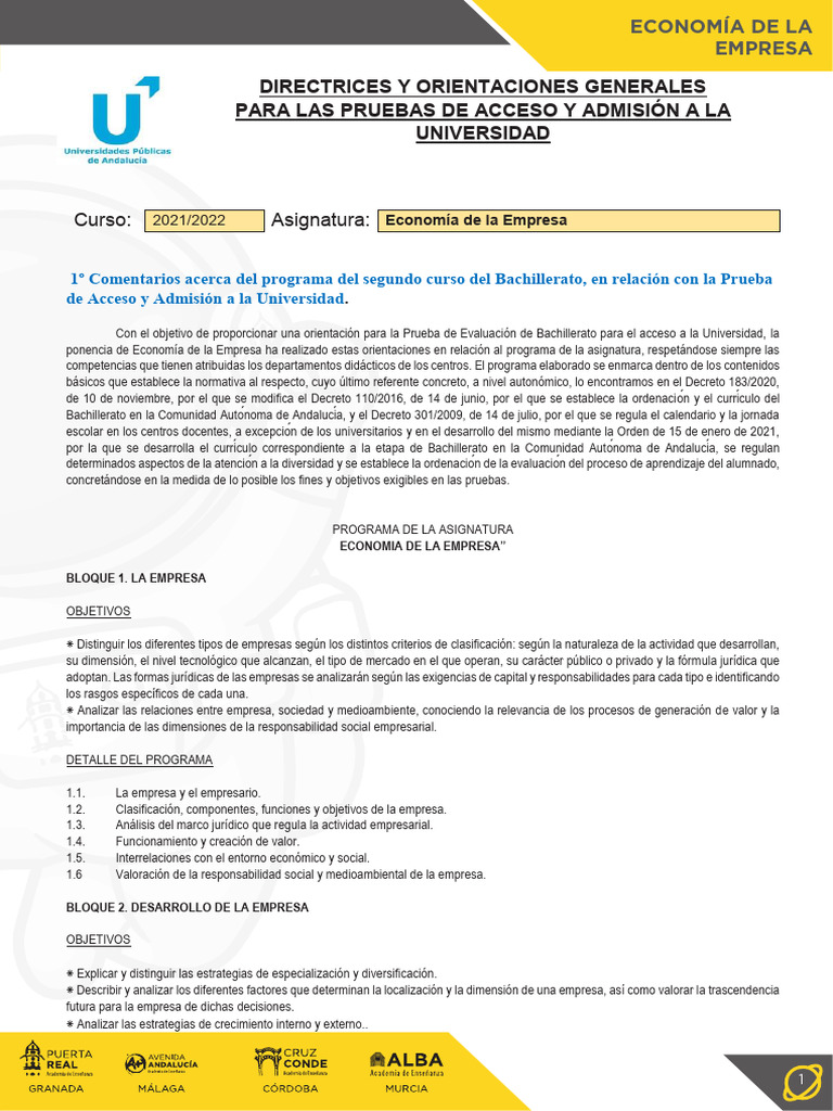 Directrices y Orientaciones Economia de La Empresa | PDF | Business ...