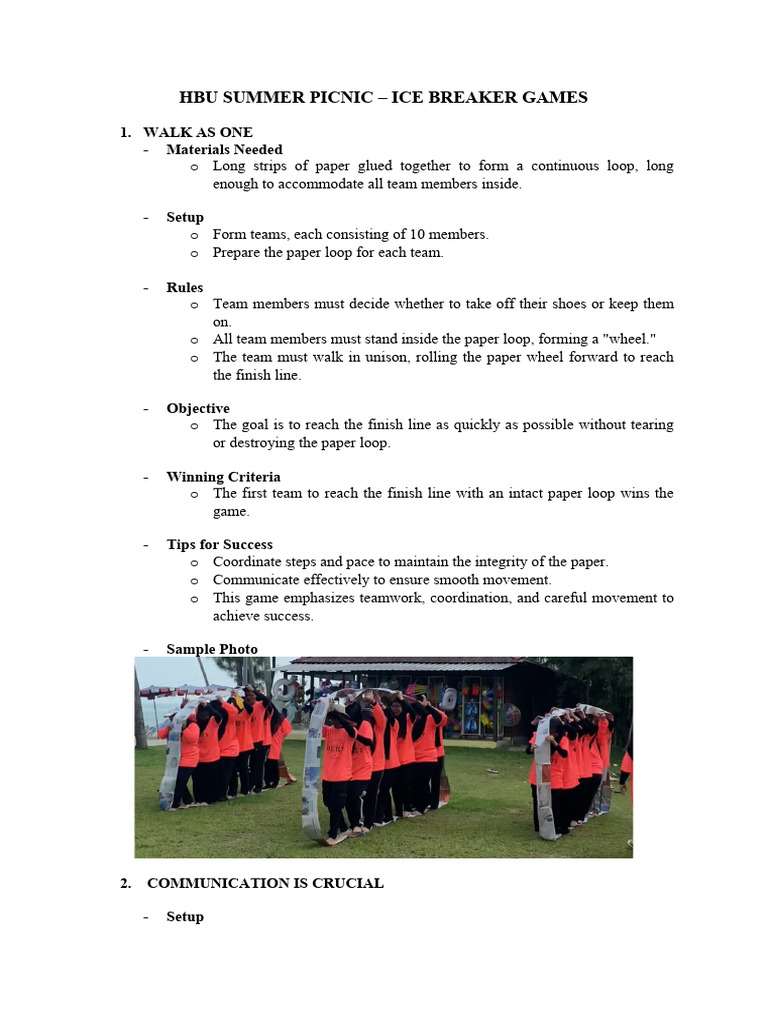 Hbu Summer Picnic Games | PDF