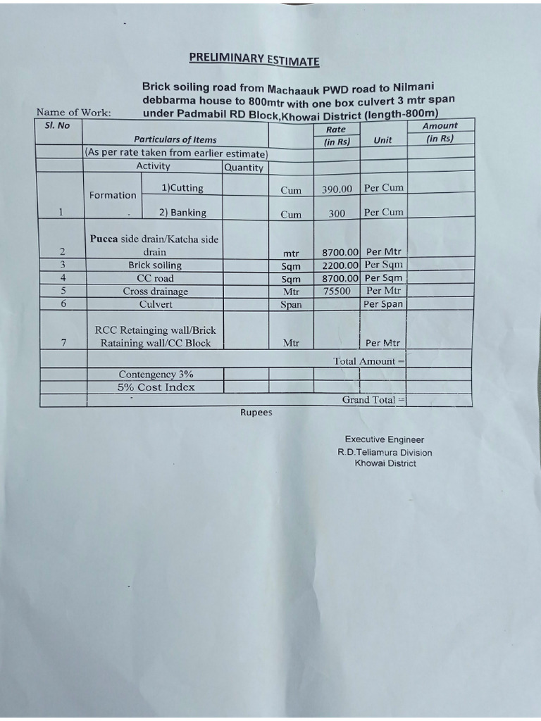 Estimate Format | PDF
