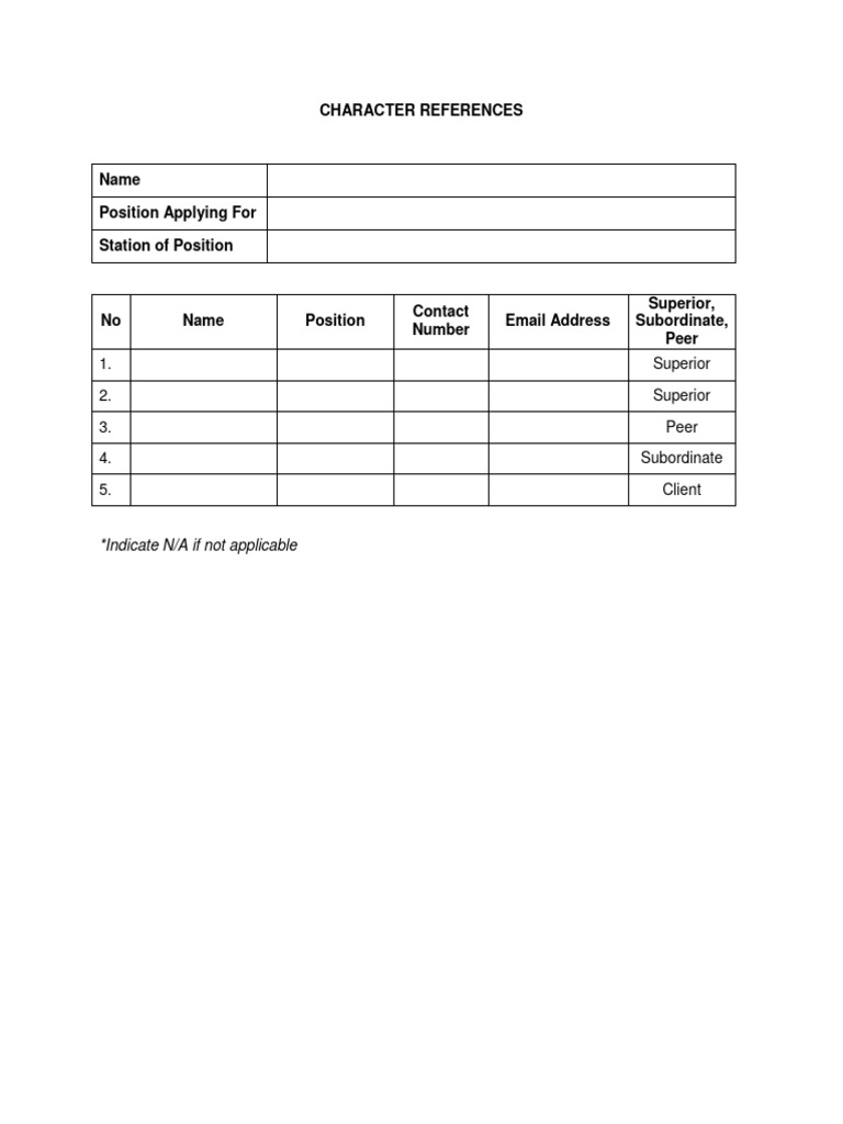RSP Character References Form | PDF