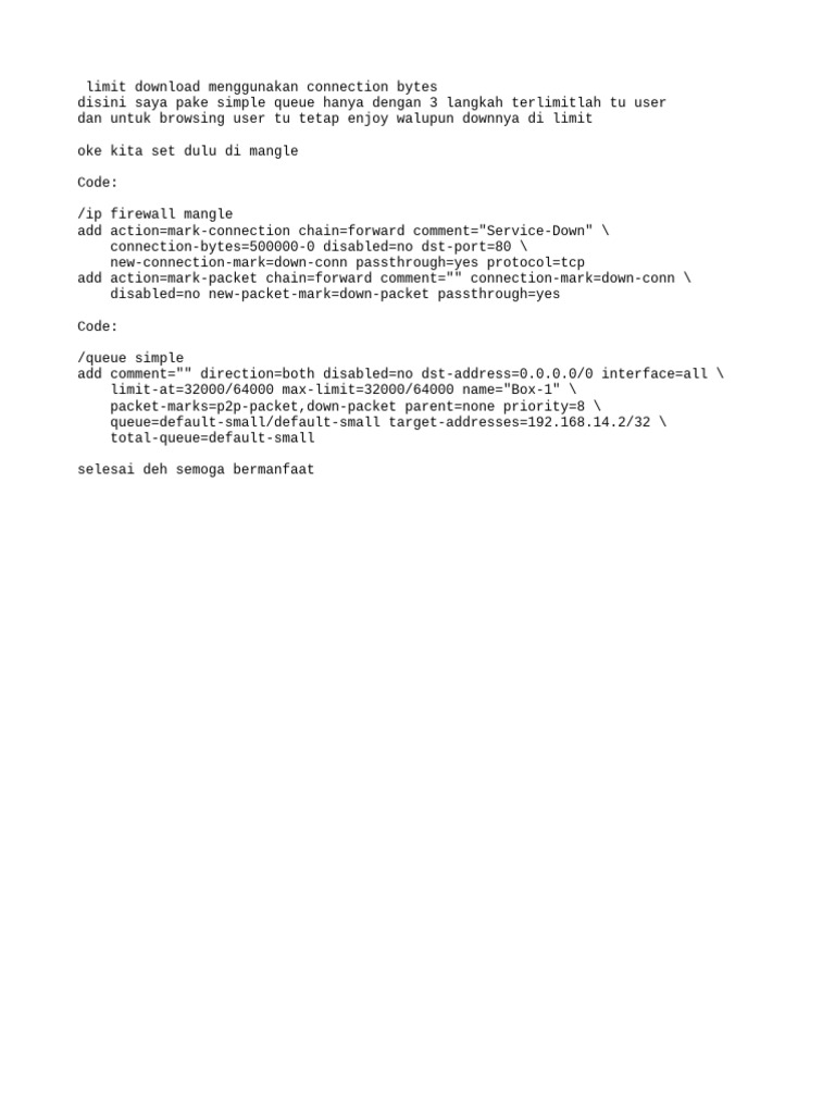 Limit Download Menggunakan Connection Bytes | PDF | Computers