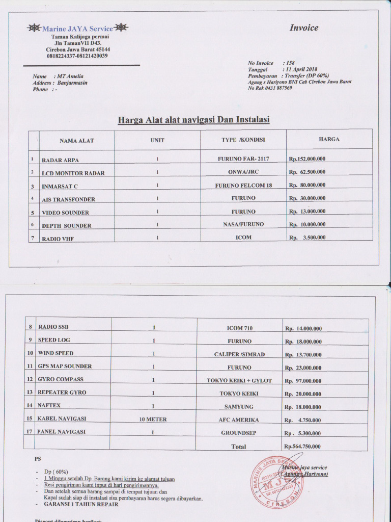Invoice MT Amelia | PDF