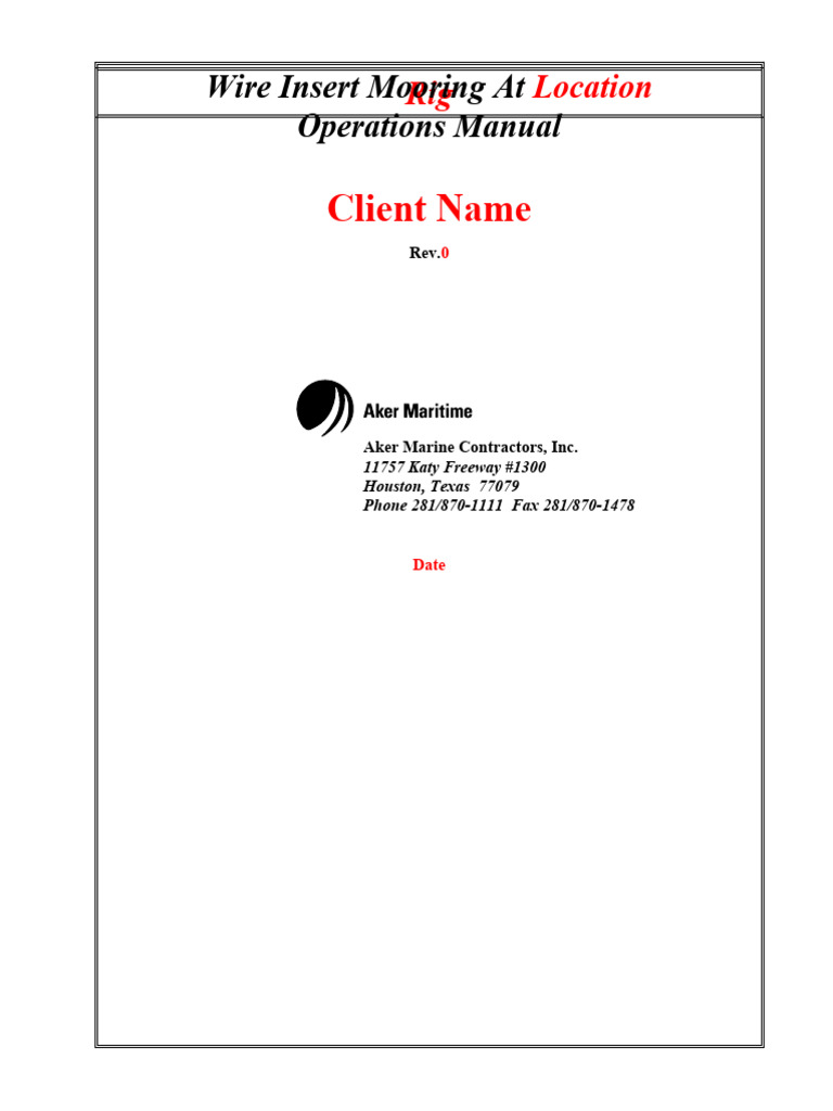 Wire Insert Operations Manual | PDF | Anchor | Shipping