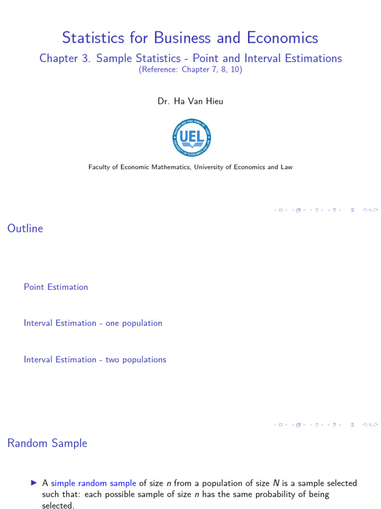 SLIDES Statistics-Estimation | PDF | Probability Distribution | Sampling (Statistics)