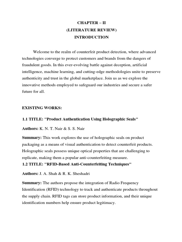 6) Chapter 2 - Literature Review | PDF | Authentication | Counterfeit