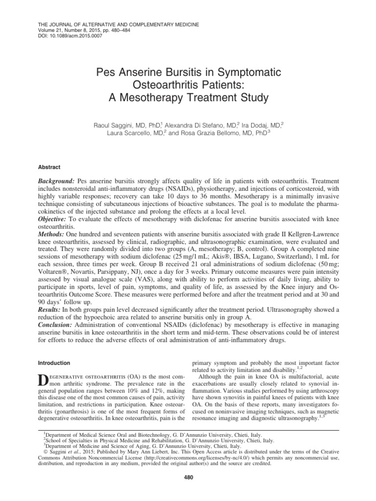 Pes Anserine Bursitis in Symptomatic Osteoarthritis Patients A ...