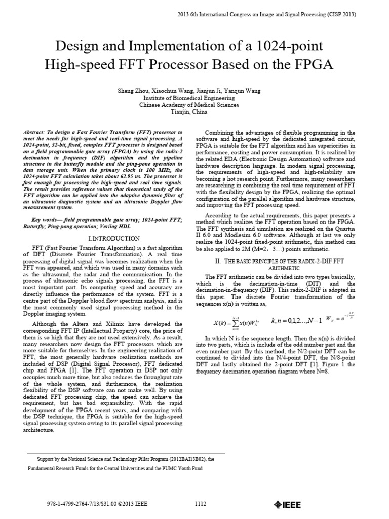 FPGA-Based 1024-Point FFT Processor | PDF | Fast Fourier Transform ...