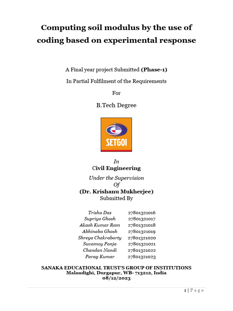 A Final Year Project On Computing Soil Modulus | PDF | Young's Modulus ...
