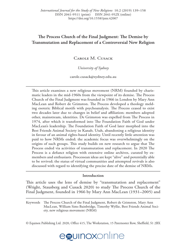 The Process Church of The Final Judgment | PDF