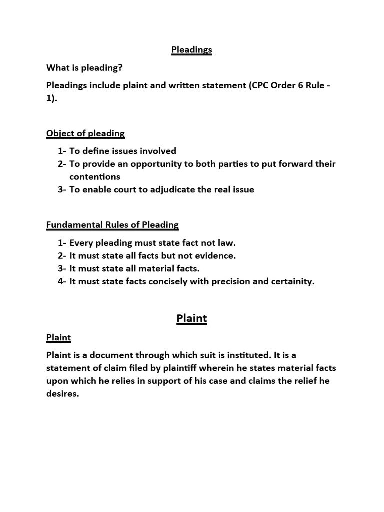 Plaint 1 | PDF | Lawsuit | Pleading