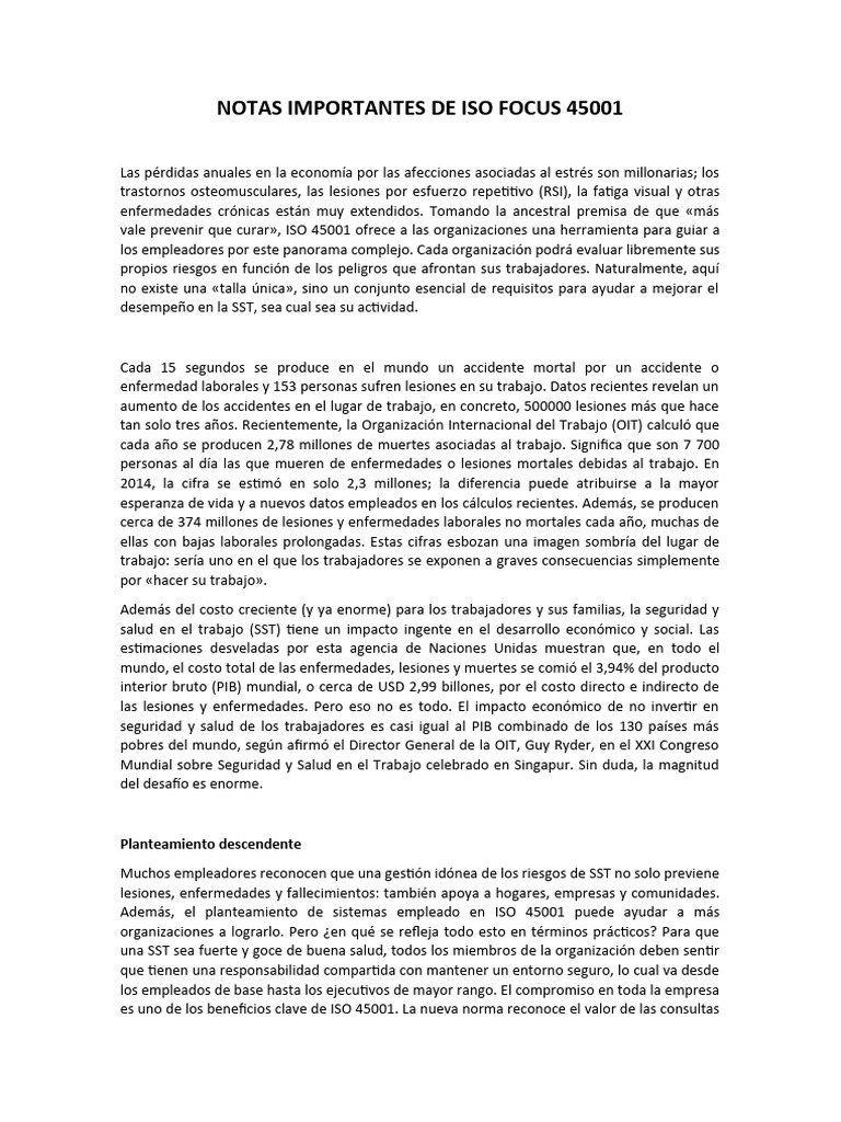 Imprimir - NOTAS IMPORTANTES DE ISO FOCUS 45001 | Descargar gratis PDF ...