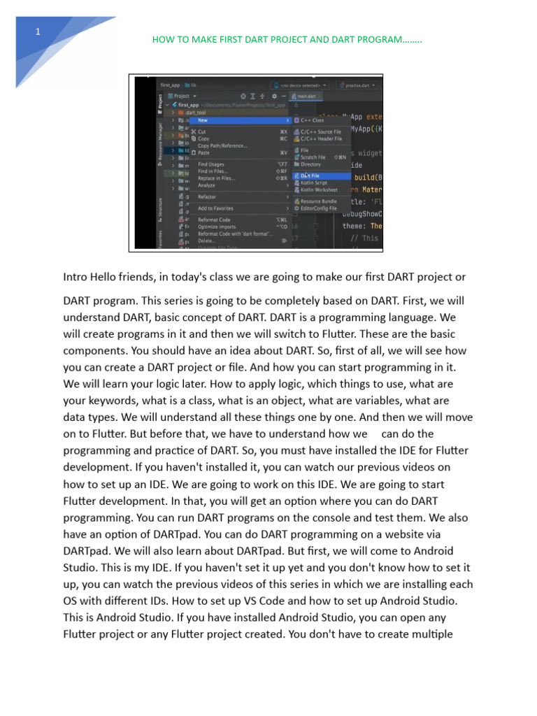 FIRST DART PROJECT | PDF | Command Line Interface | Computer Program