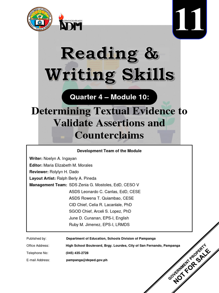RWS Q4 Module 10 Week 4 Textual Evidences 1 | PDF | Learning | Evidence