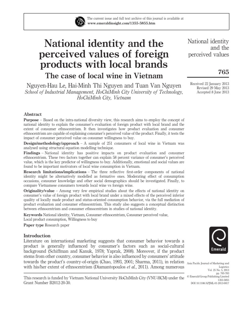 National identity and the perceived values of foreign products with ...