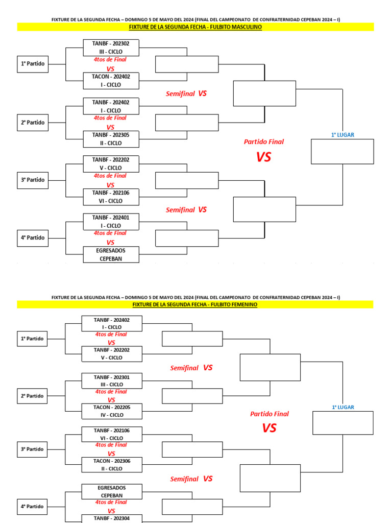 Fixture Segunda Fecha CEPEBAN 2024 | PDF