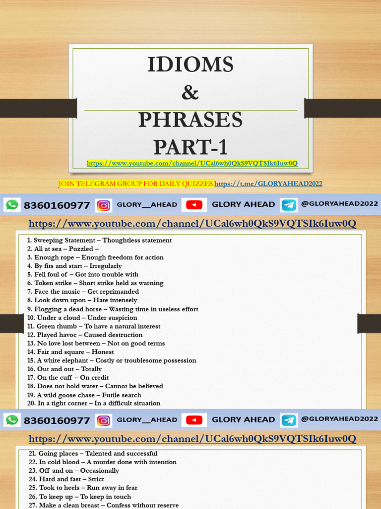 IDIOMS & PHRASES PART-1 | PDF
