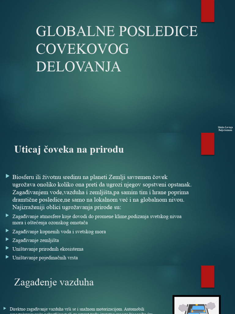 Globalne Posledice Covekovog Delovanja | PDF