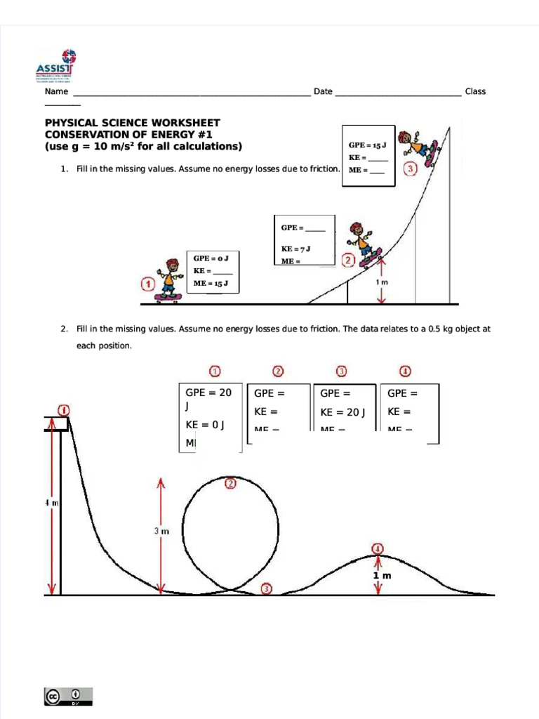 PDF Conservation of Energy Worksheet 1 1 Compress | PDF | Physical ...