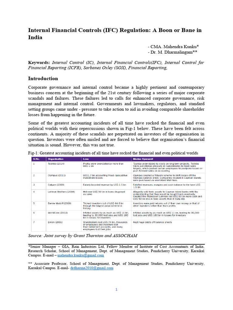 Internal Financial Controls Boon or Bane | PDF | Internal Control | Audit