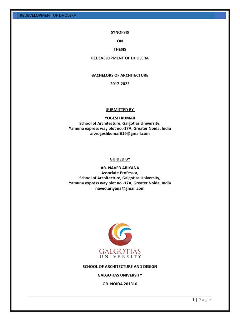 Thesis Synopsis | PDF