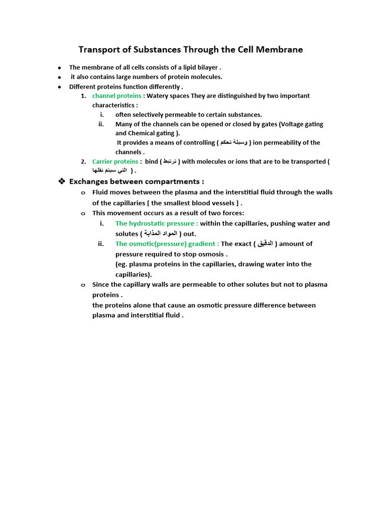 Transport of Substances Through The Cell Membrane | PDF