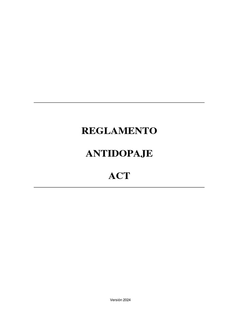 Reglamento Antidopaje Act 2024 | PDF | Dopaje en el deporte | Regulación