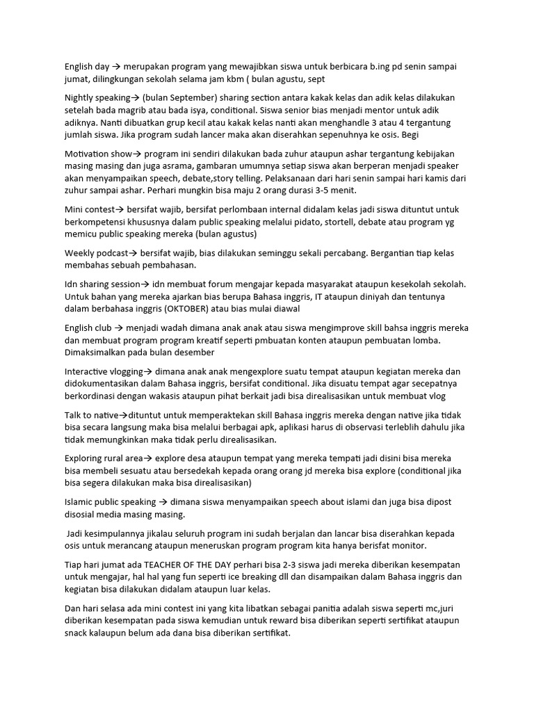 Penjelasan Extra Program | PDF