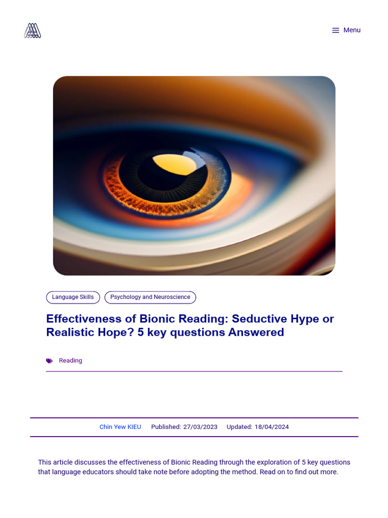 KIEU (2023) Effectiveness of Bionic Reading - Seductive Hype or ...