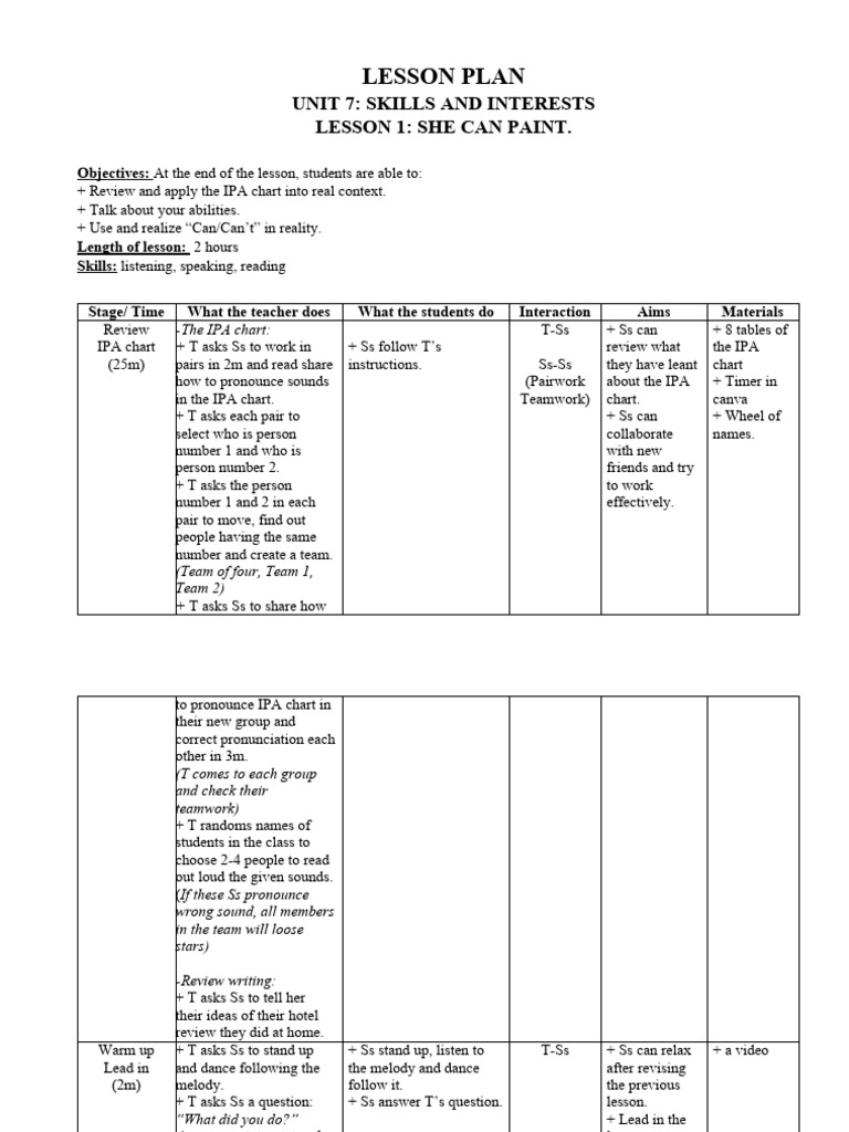 Lesson Plan 13.01 | PDF | Vocabulary | Lesson Plan