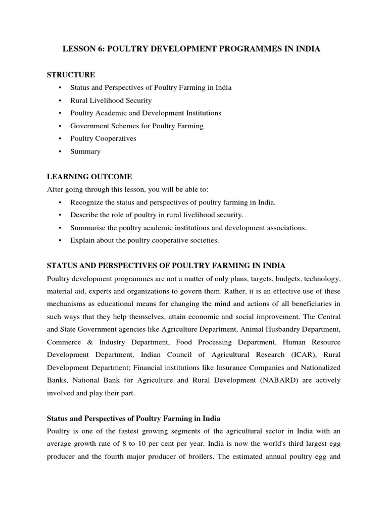 Poultry Development Programmes in India by HP 9058474789 | PDF | Cooperative | Poultry