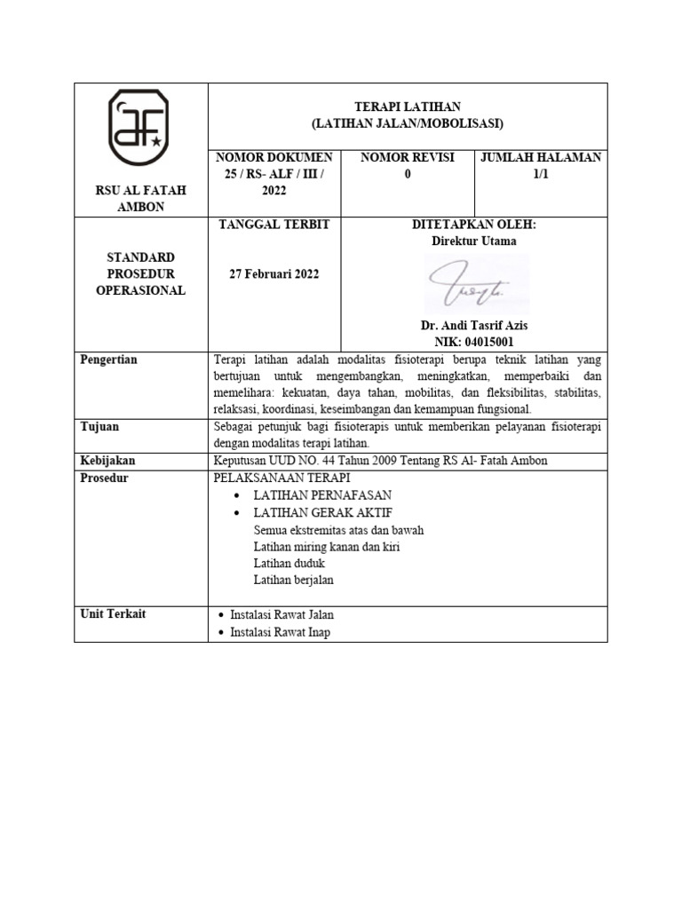 Sop Fisioterapi | PDF | Sains & Matematika