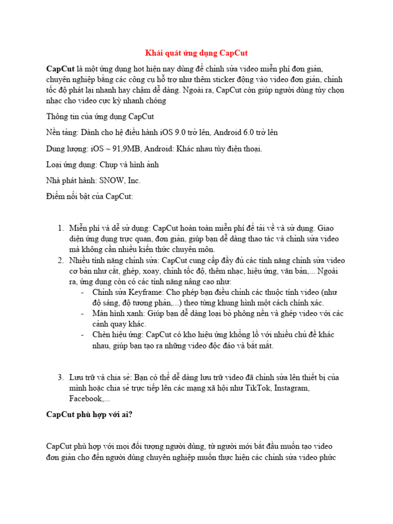 Khái Quát NG D NG CapCut | PDF