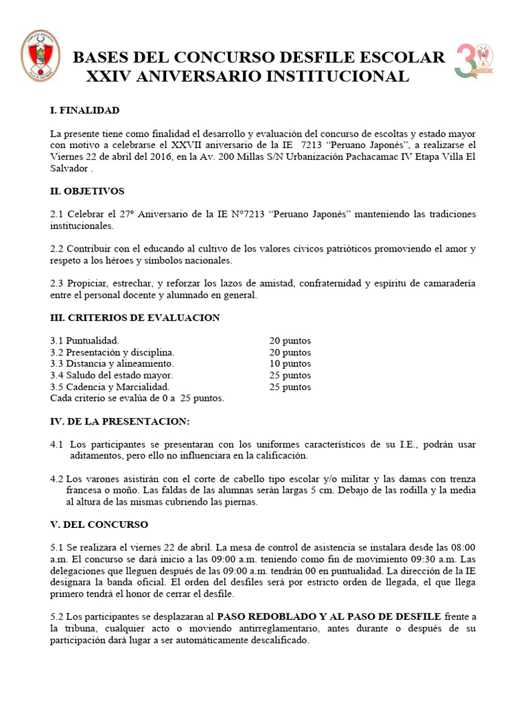 MODELO DE BASES DE CONCURSO DE ESCOLAS 2024 | PDF | Evaluación | Academia