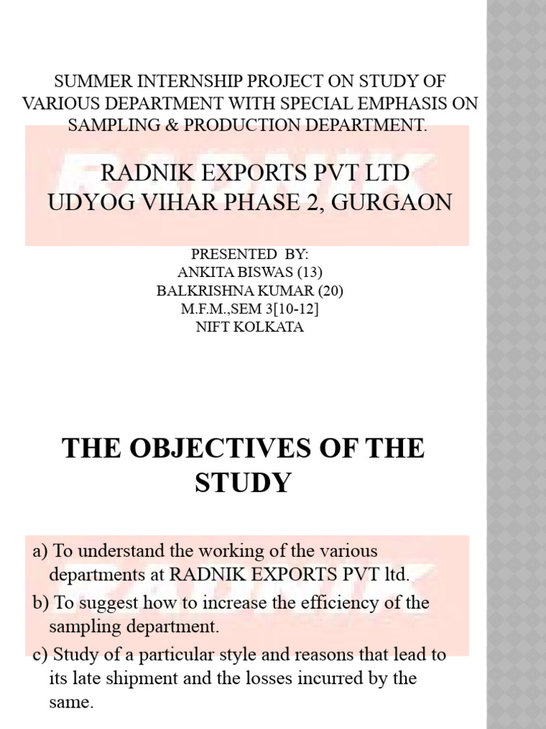 Summer Internship Project On Understanding The Production And