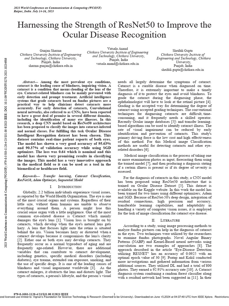 Harnessing The Strength of ResNet50 To Improve The Ocular Disease ...
