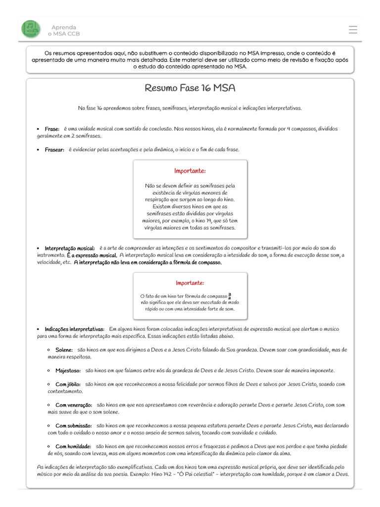 Aprenda o MSA CCB - Resumo Fase 16 | PDF | Som