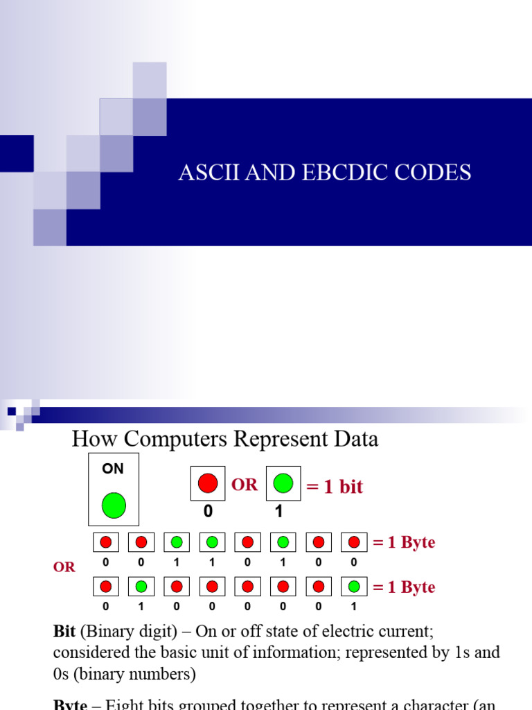 Ascii and Ebcdic Codes | PDF | Byte | Ascii