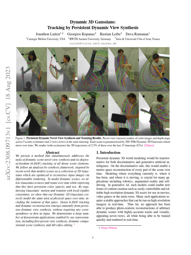Dynamic 3D Gaussians for Scene Tracking | PDF | 3 D Computer Graphics
